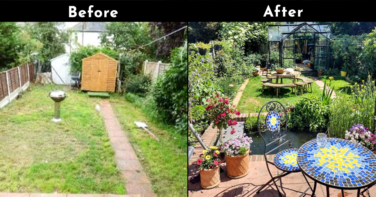 Before and after photos of beautiful home gardens