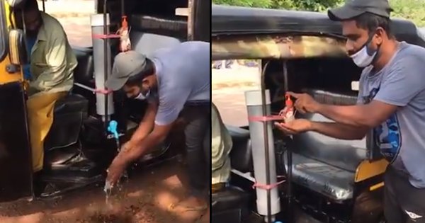 Kerala auto rickshaw with tap and hand wash goes viral