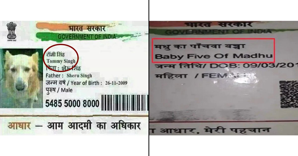 10 Funny Aadhar card Name and Picture | आधार कार्ड के फनी नाम