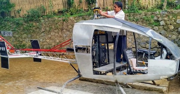 indonesian man is building his own helicopter to avoid traffic. इस ...