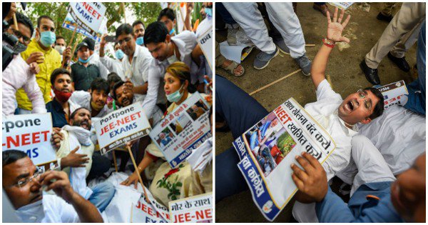 Students continue protests against NEET-JEE exam.