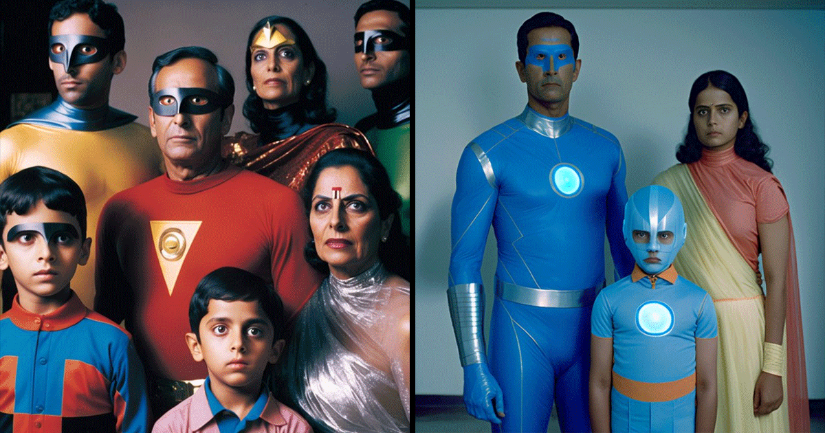 AI Generated Delhi People Family Pics Based On Comic Con 1997